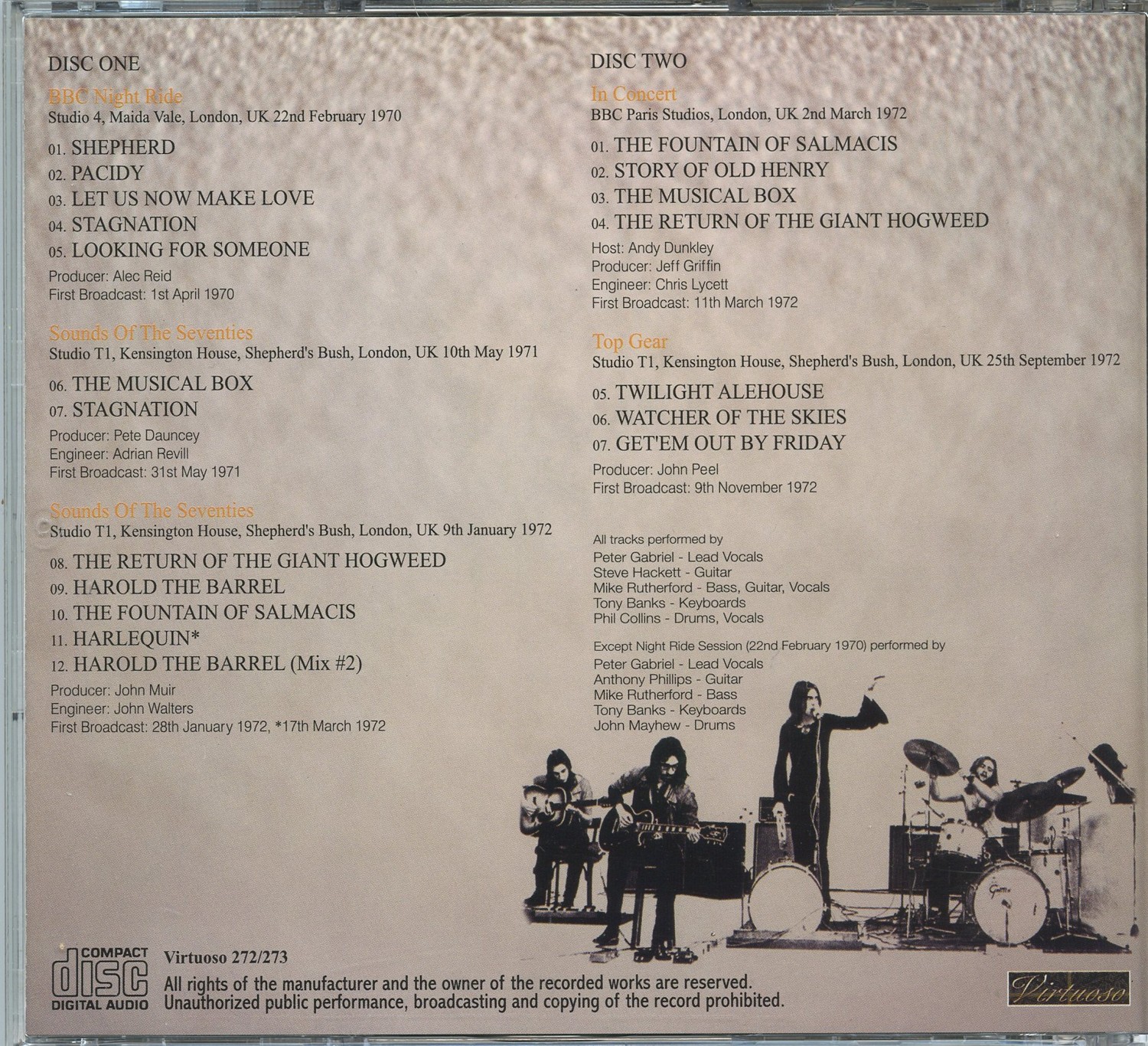 GENESIS - The Complete BBC Sessions 1970-1972 ( 2 CD ) ( Virtuoso ...