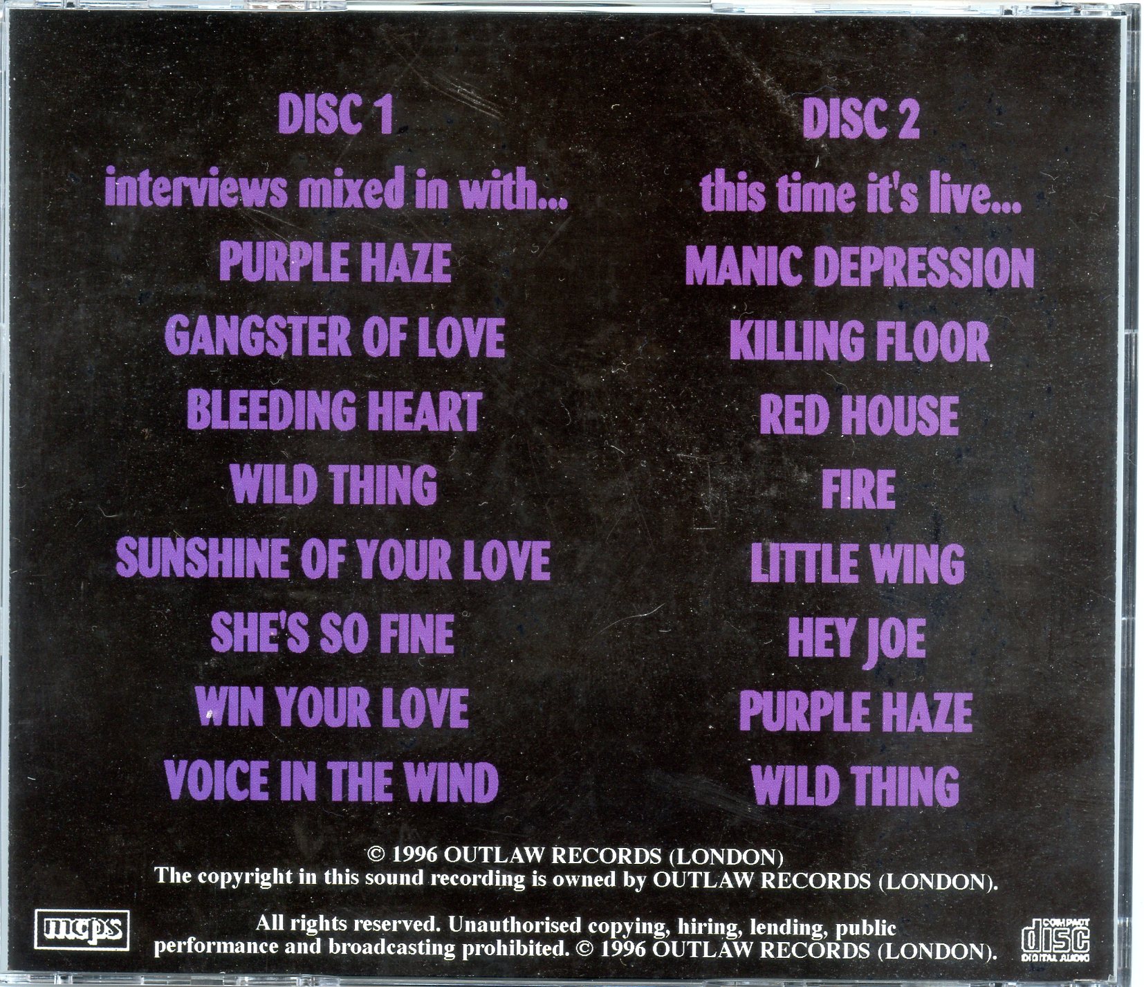 Jimi Hendrix - In Words And Music ( 2 CD SET ) ( Outlaw Records ...