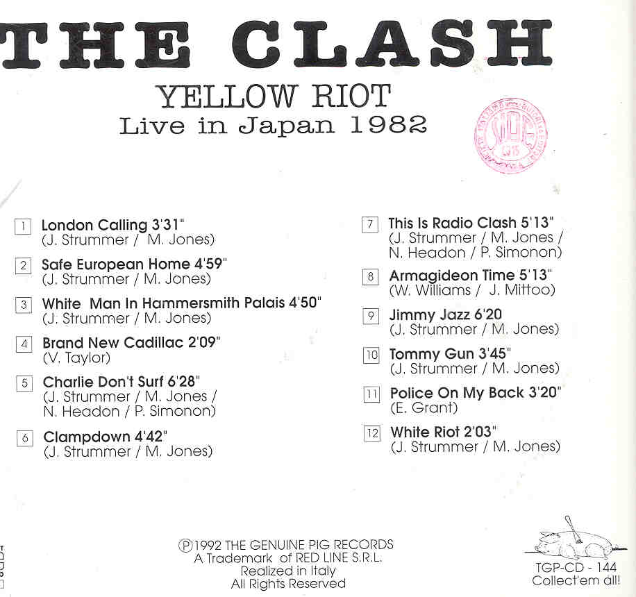 The Clash - Yellow Riot ( Swingin' Pig ) ( Live In Tokyo 1982 ...