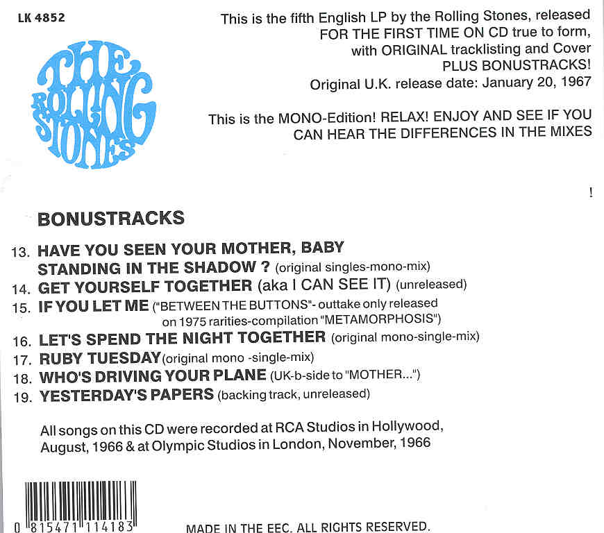 Rolling Stones - Between The Buttons ( MONO EDITION ) - Thecdbunker