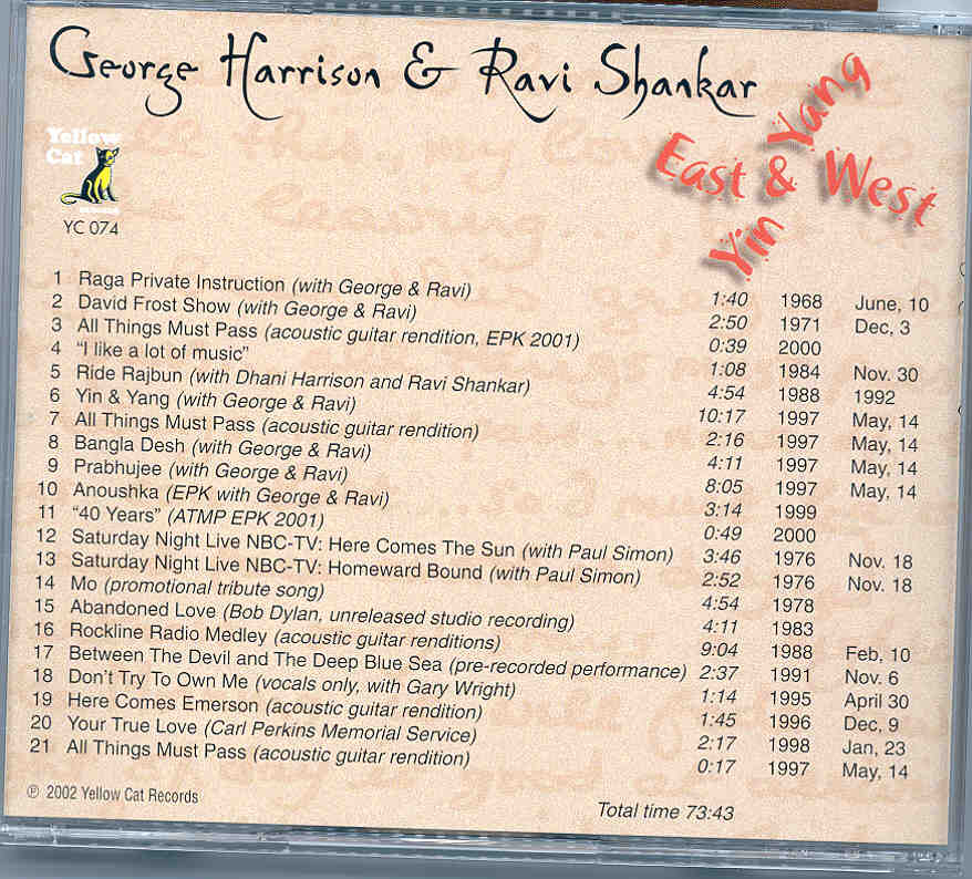 George Harrison - East And West , Yin And Yang ( Yellow Cat ) - Thecdbunker