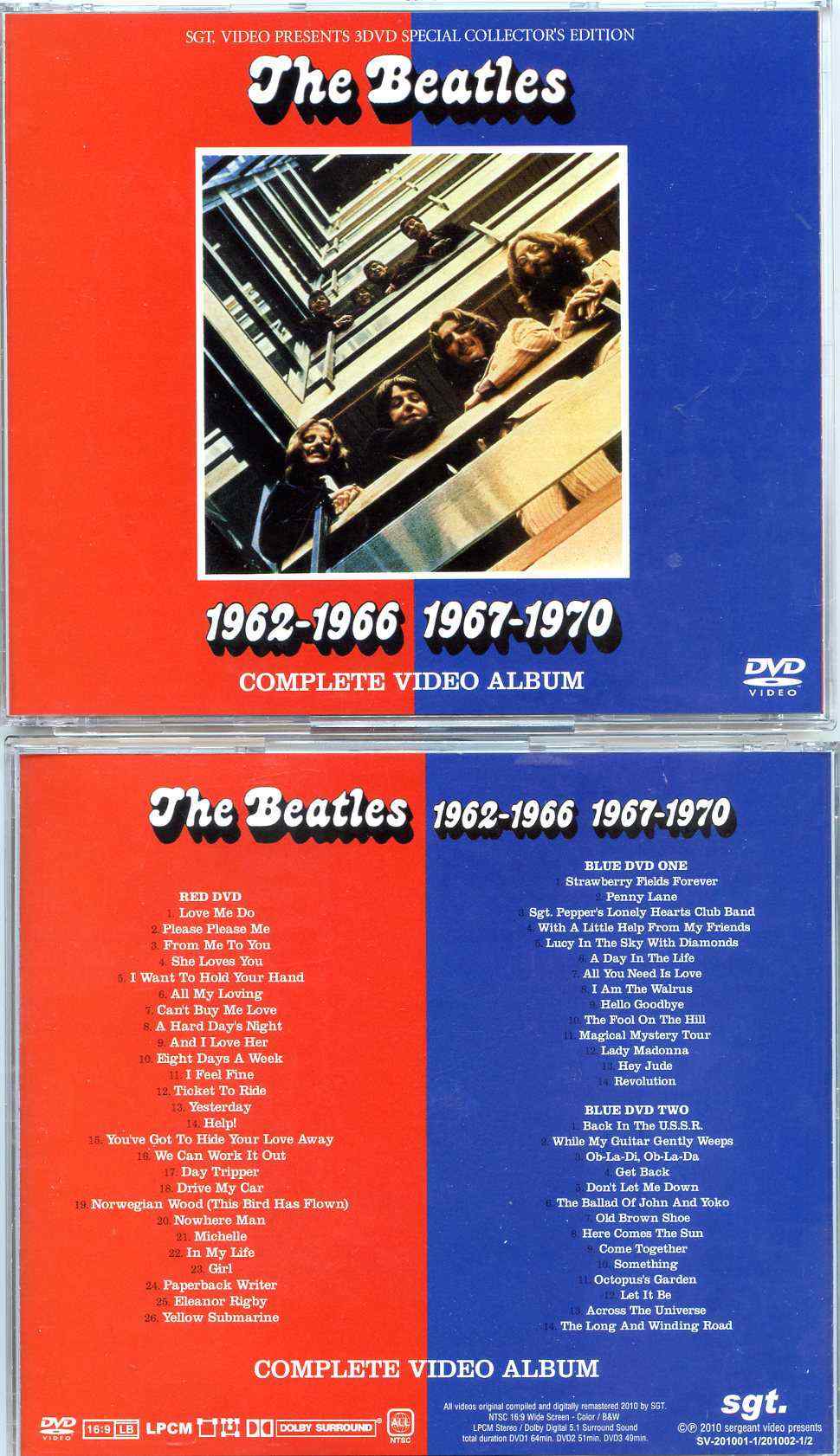 The Beatles - 1962-1966 & 1967-1970 Complete Red And Blue Video Album ( 4 DVD SET ) ( SGT ...