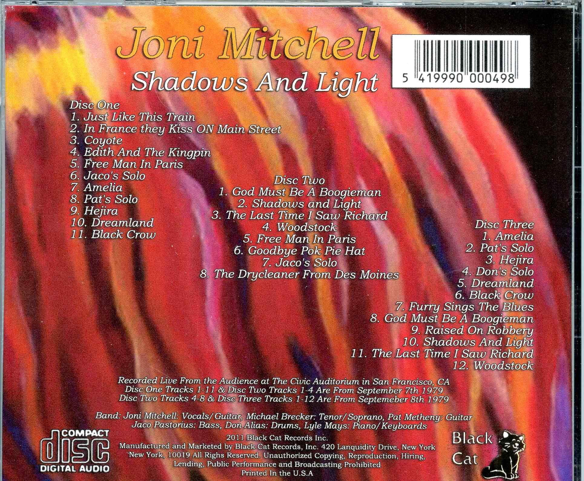 Joni Mitchell - Shadows and Light ( 3 CD Set ) ( Civic Auditorium, San ...