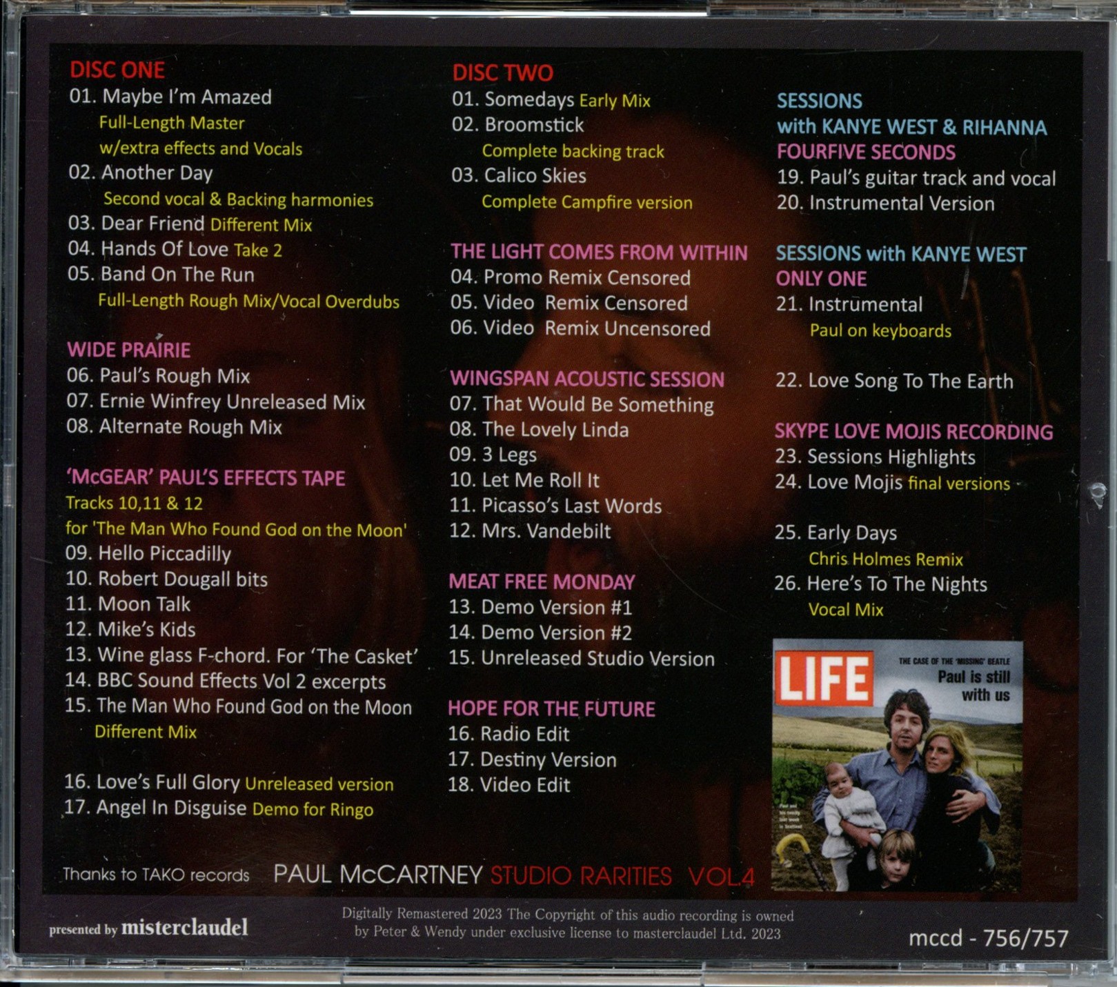 Paul McCartney - Studio Rarities Vol 4 ( 2 CD SET ) ( Misterclaudel ...